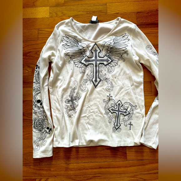 Social Collision | Tops | Social Collision Angel Wings Cross Longsleeve ...
